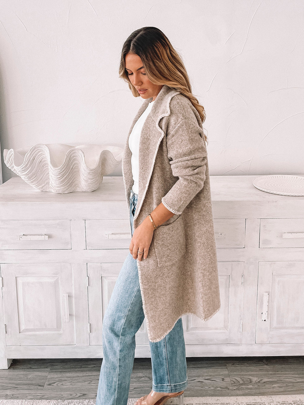 Esther & Co. Marisole Coatigan - Latte – ESTHER & CO.